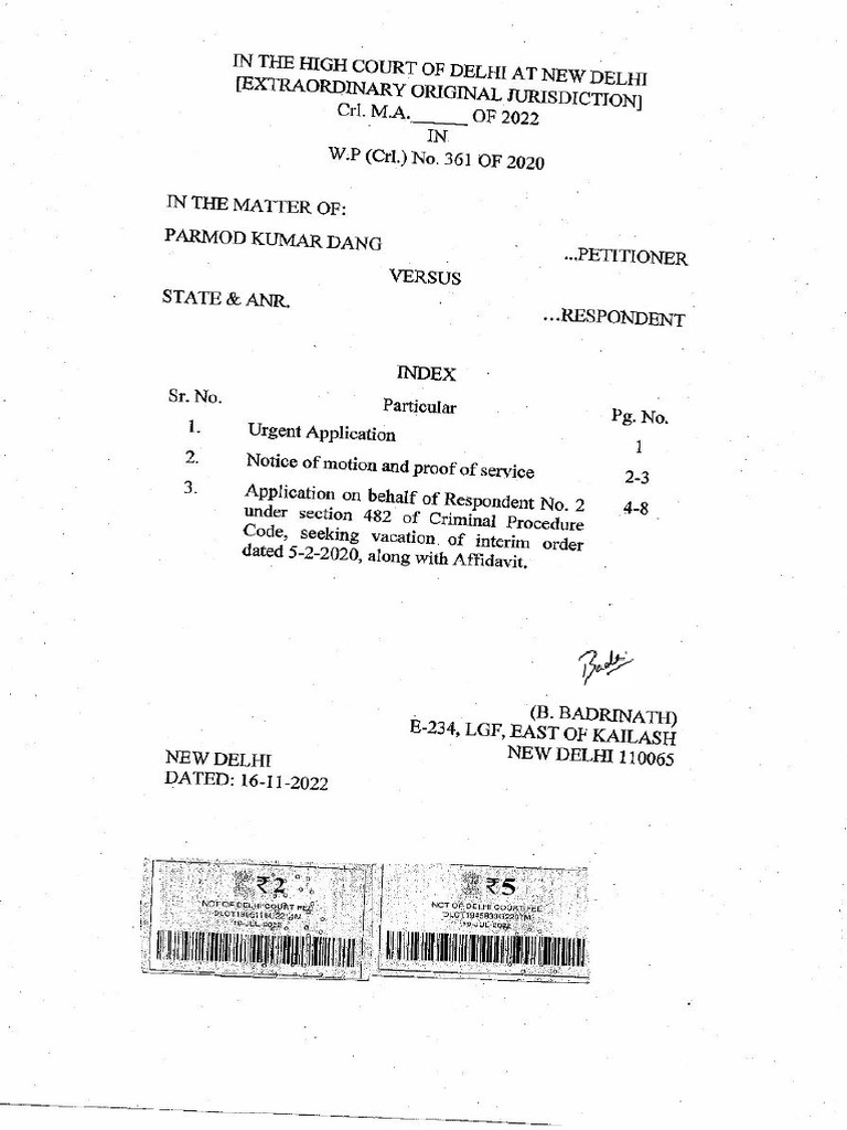 Application to Vacate Interim Stay Order | PDF | Bail | Supreme Court ...