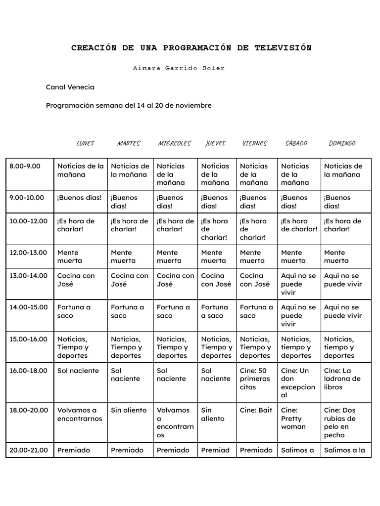 Creación de Una Programación de Televisión | PDF