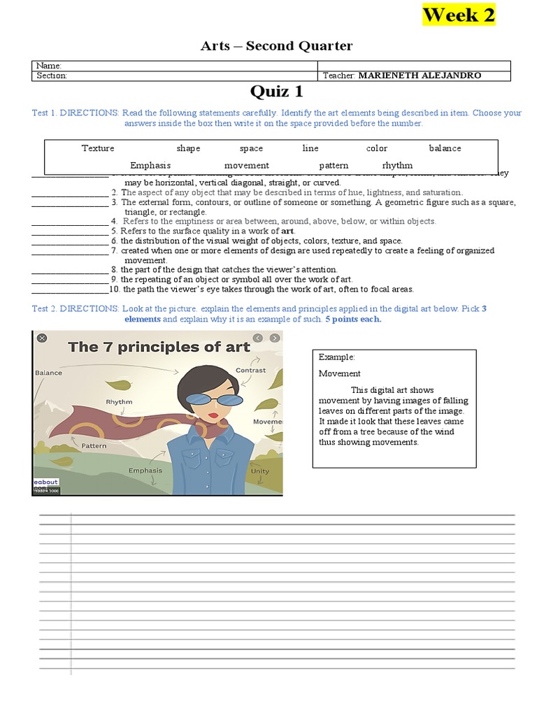 Digital Art Elements and Techniques Quiz | PDF | Graphic Design