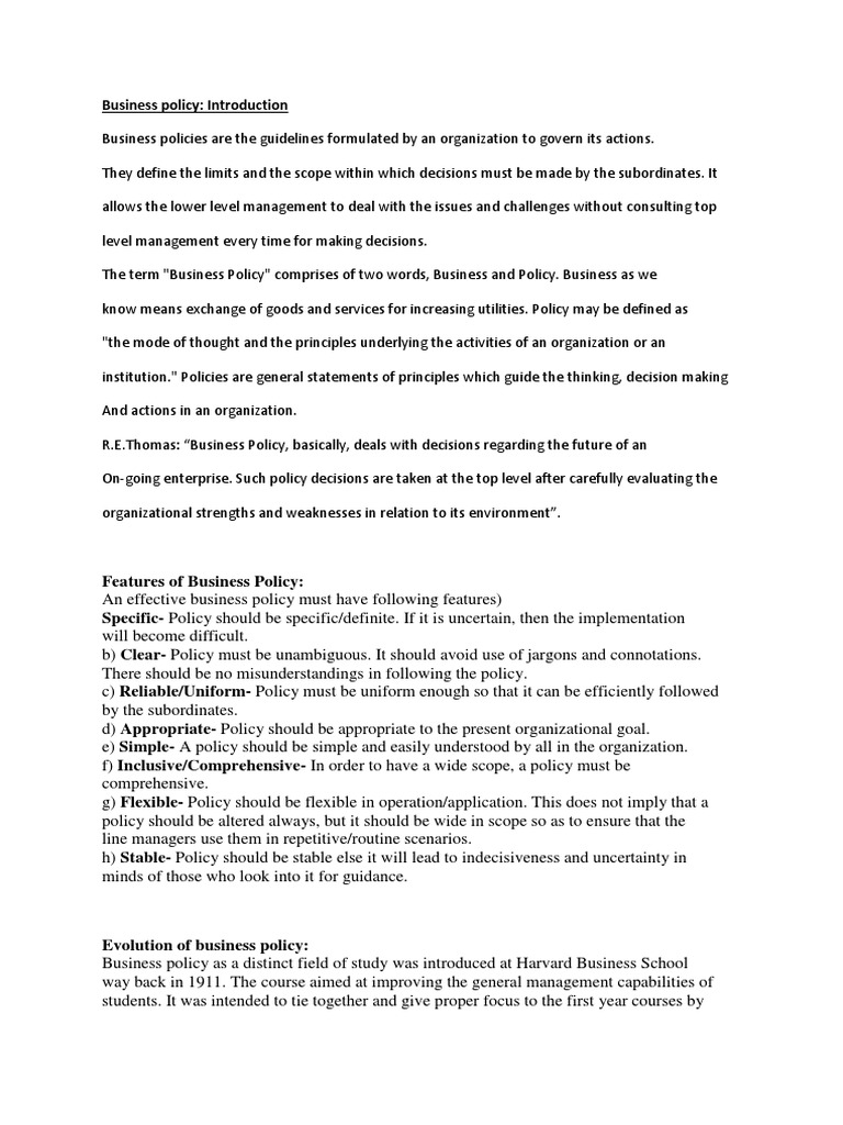 Business Policy and Strategic Management | PDF | Policy | Strategic ...