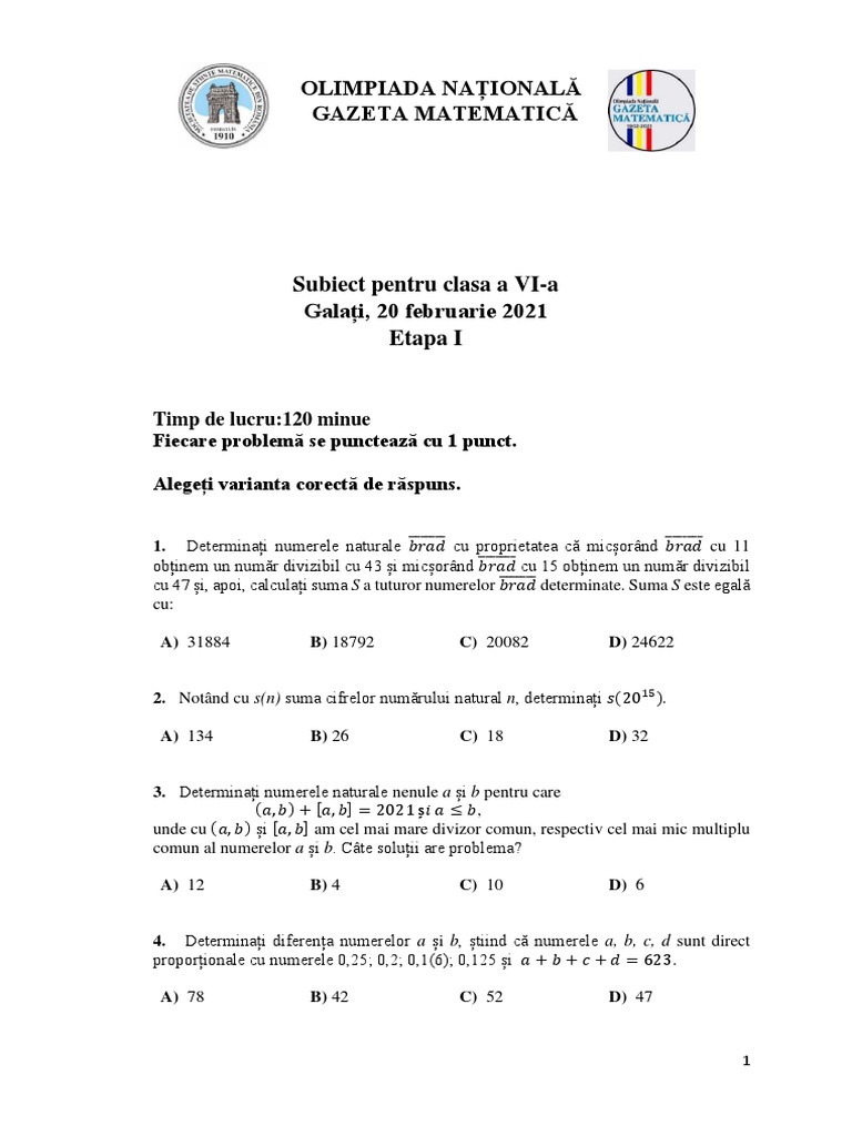 ONGM Subiect Cls 6 | PDF