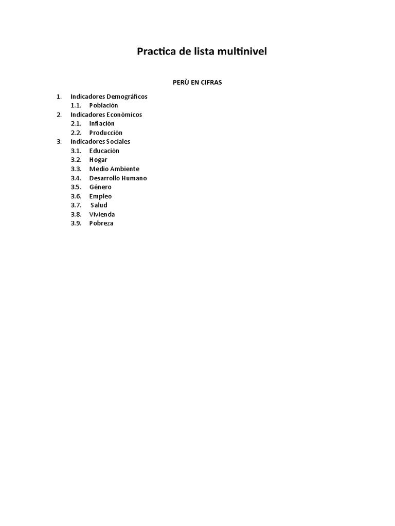 Practica de Lista Multinivel | PDF