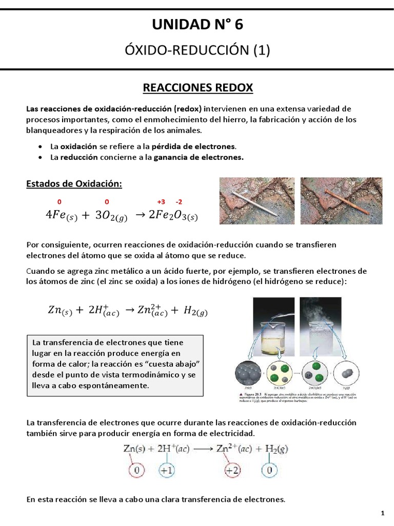 Apunte Unidad #6 - Óxido-Reducción | PDF | Redox | Electrodo