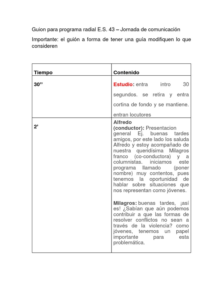 Guion para Programa Radial E | PDF | Violencia | Criminología