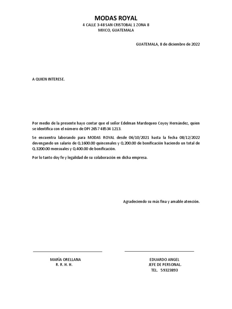 Carta de Solicitud PDF | PDF