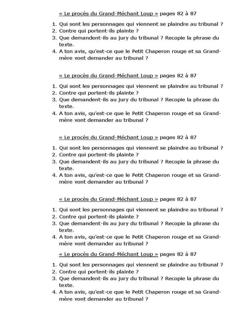 Le procès du Grand-Méchant Loup | PDF