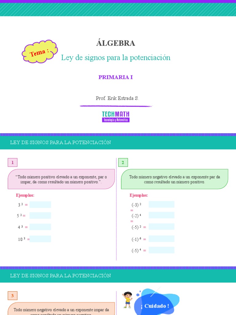 Ley de Signos para La Potenciación | PDF | Notación | Convenciones de ...