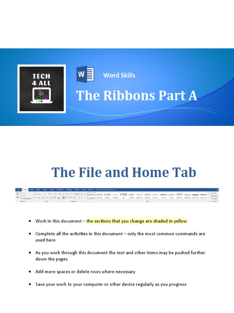 Microsoft Word Ribbon Skills Guide | PDF | Computer File | Microsoft Word
