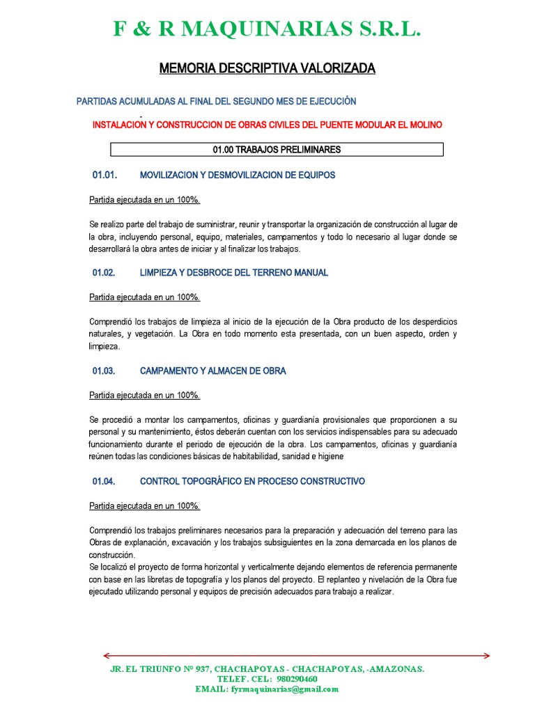 04 Memoria - Descriptiva - Valorizada | PDF | Hormigón | Ingeniería