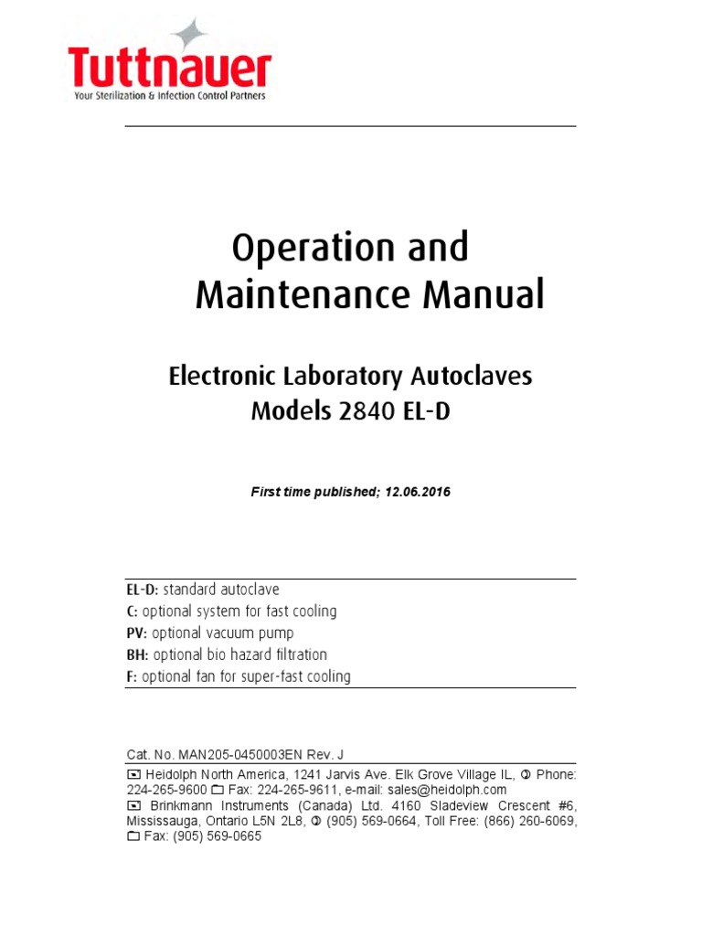 Operation and Maintenance Manual: Electronic Laboratory Autoclaves ...