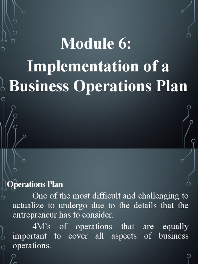Module 6-Implementation of Operations Plan | PDF