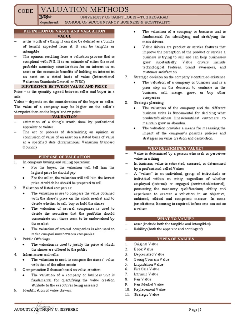 Valuation Methods | Download Free PDF | Valuation (Finance) | Option (Finance)