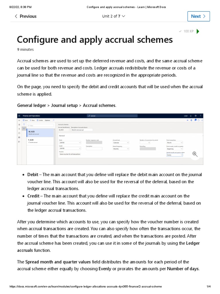 Configure Accrual Schemes in D365 | PDF | Debits And Credits | Accrual