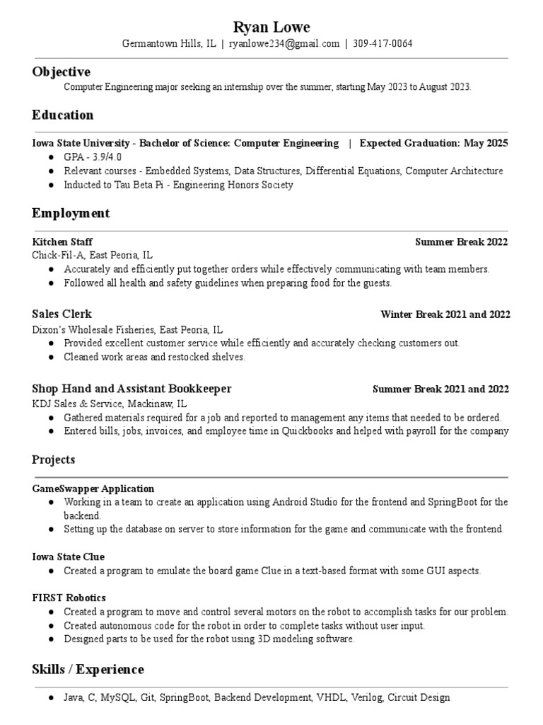 Ryan Lowe Resume 8 | PDF