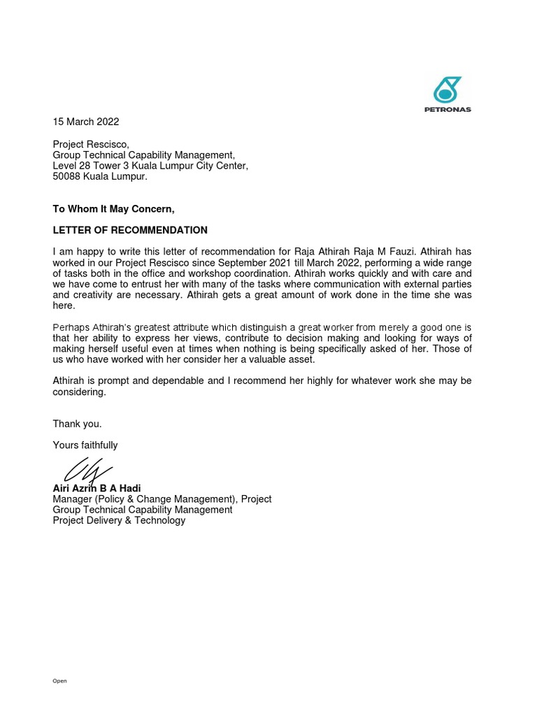 Recommendation Letter PDF | PDF