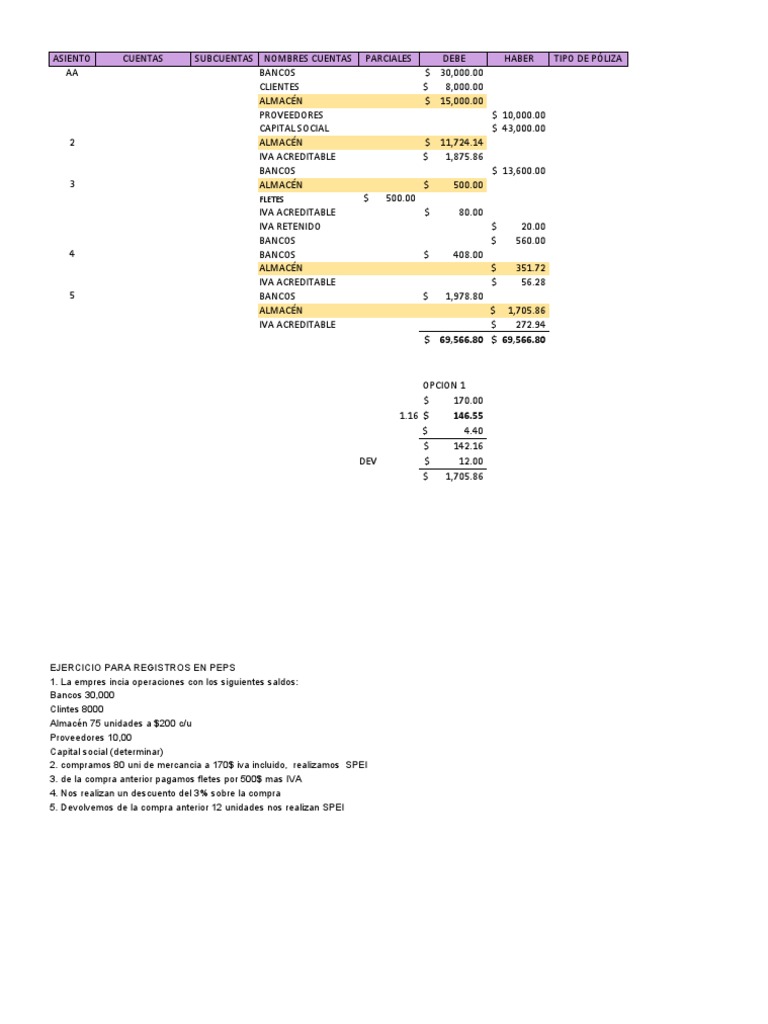 Ejemplo Almacen y Tarjeta Peps | PDF | Negocios económicos | Gestión de ...