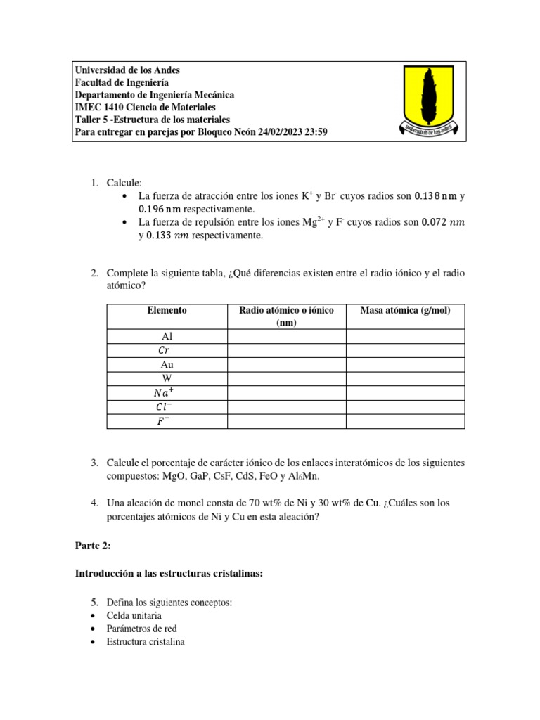 IMEC 1410 - Taller 5 | PDF