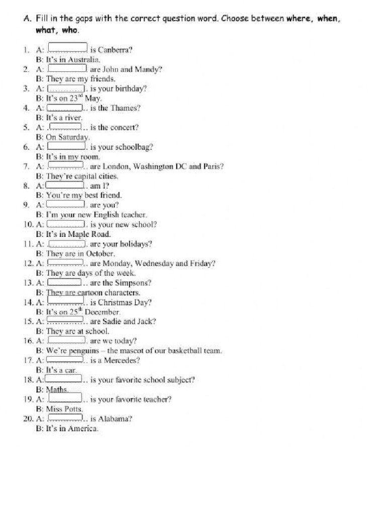 WH Questions Tobe | PDF