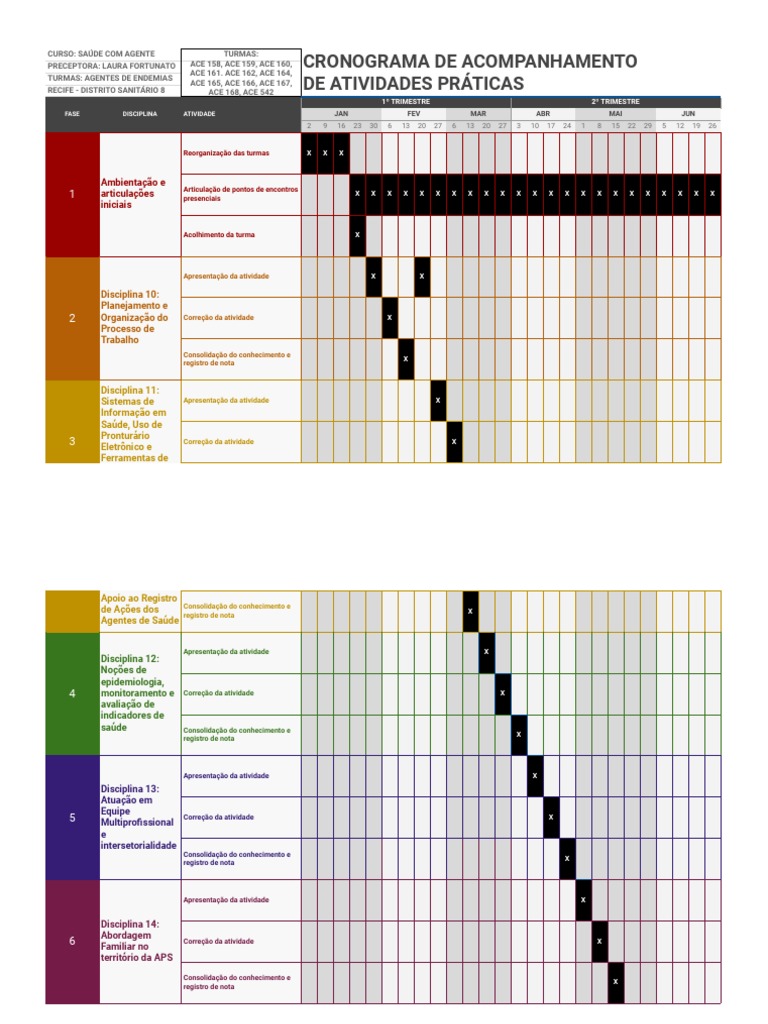 Cronograma de Acompanhamento de Atividades Práticas - Planilhas Google | PDF