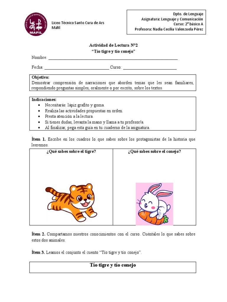 Actividad 2, 2° Básico | PDF