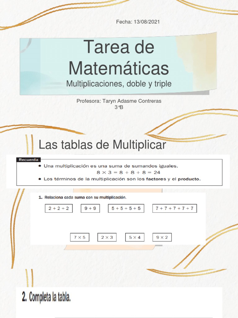 Tarea Ejercicios Tablas, Dobles y Triples PDF | PDF