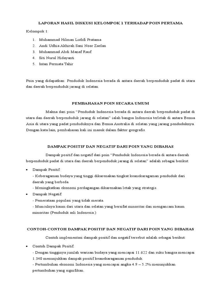 LAPORAN HASIL DISKUSI KELOMPOK 1 PPKN (DARING) | PDF