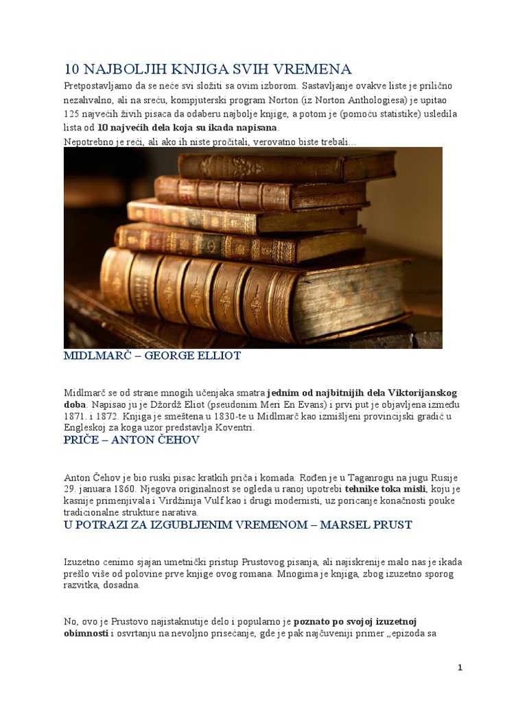 10 Najboljih Knjiga Svih Vremena | PDF