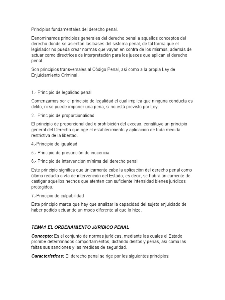 Principios Fundamentales Del Derecho Penal | PDF | Derecho penal | Castigos