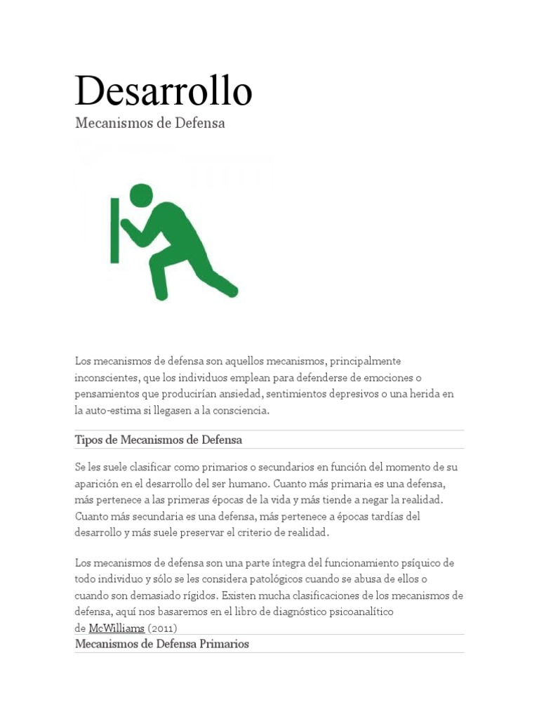 Mecanismos de Defensa: Tipos y Ejemplos | PDF