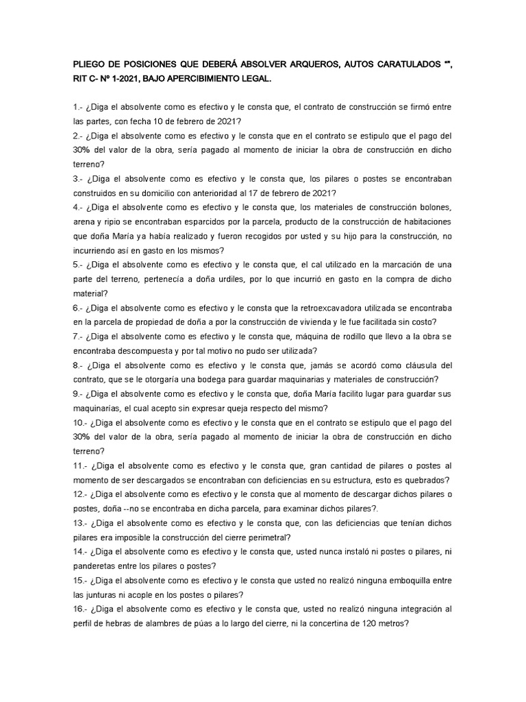 Posiciones de Absolución.-2 | PDF