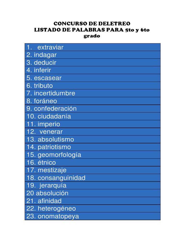 Palabras para 5to y 6to PDF | PDF