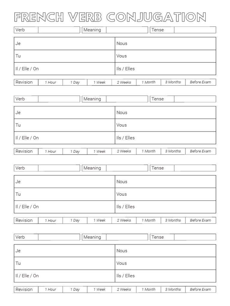 French Verb Conjugations Worksheets | PDF