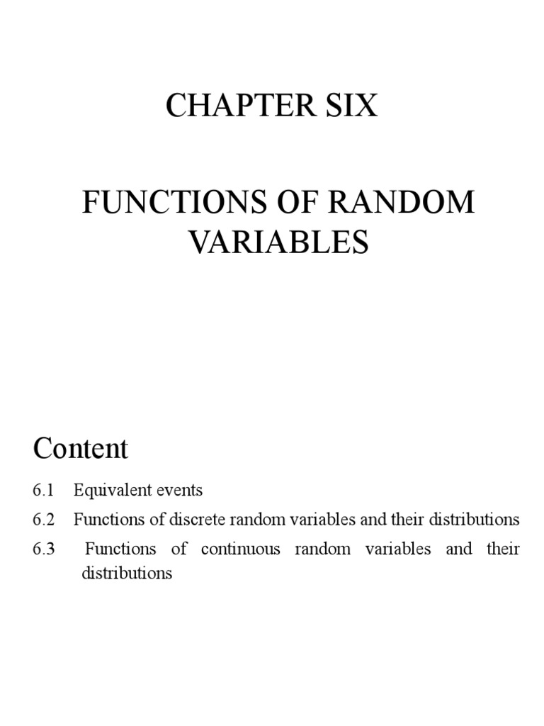 CHAPTER 6 Six | Download Free PDF | Probability Distribution | Random Variable