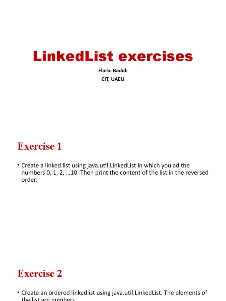 Java Util Linkedlist Exercises | PDF Java Util Linkedlist Exercises | PDF