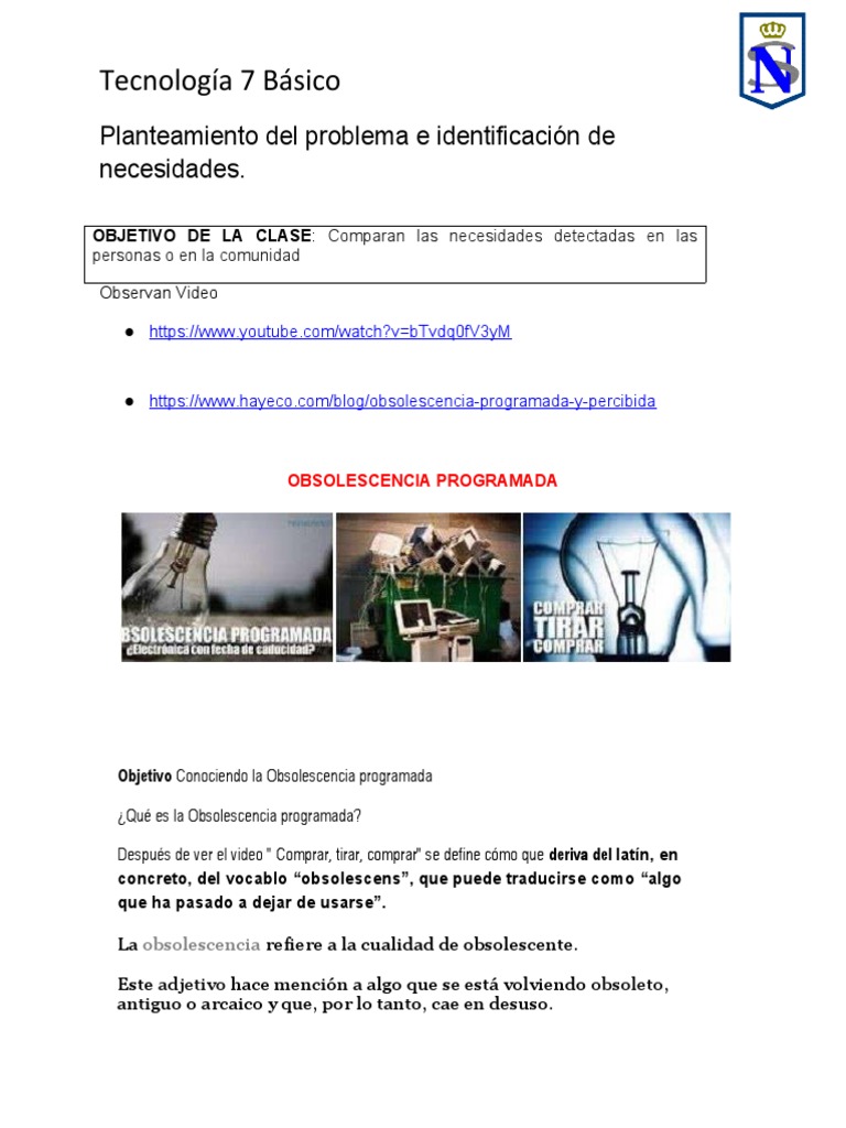 La Obsolescencia Programada 7 Básico | PDF | Residuos | Reciclaje