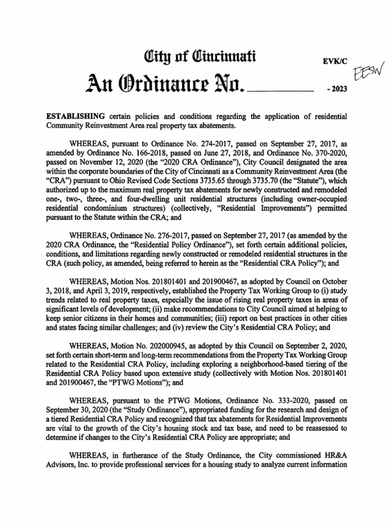 Cincinnati Residential Tax Abatements - C Version | PDF