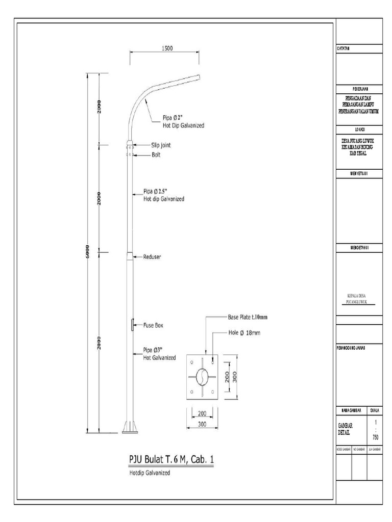Gambar Kerja Pju Pucangluwuk PDF | PDF