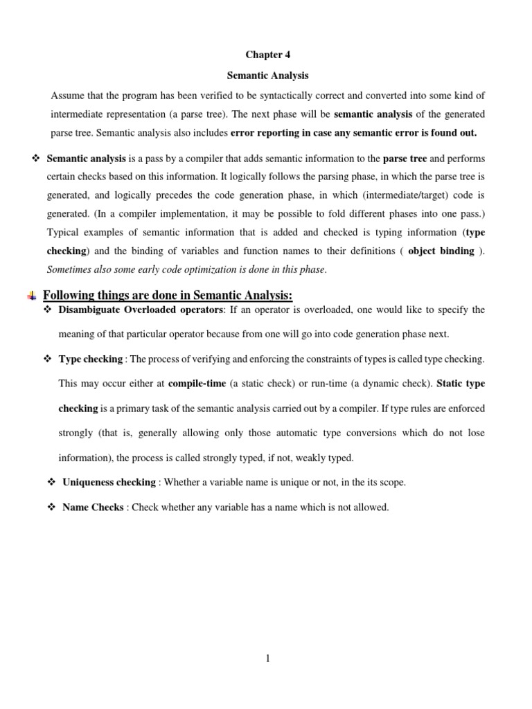 Chapter 4 Semantic Analysis PDF | PDF | Data Type | Parsing Chapter 4 Semantic Analysis PDF | PDF | Data Type | Parsing