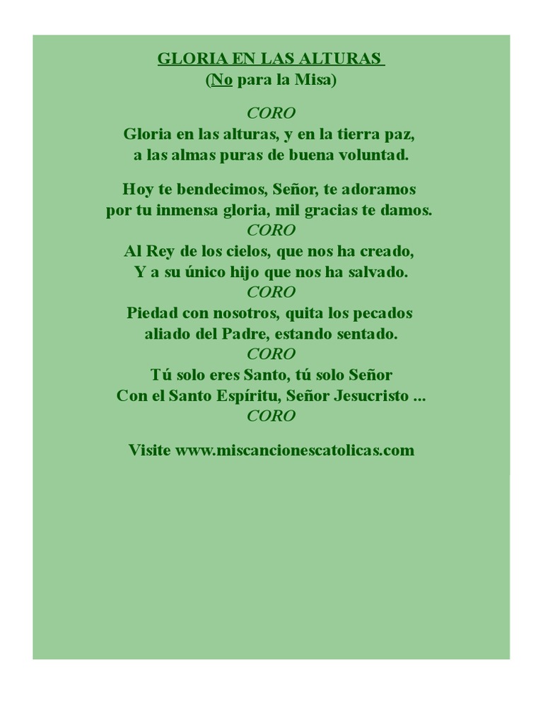 Gloria en las Alturas: Letra y Acordes | PDF