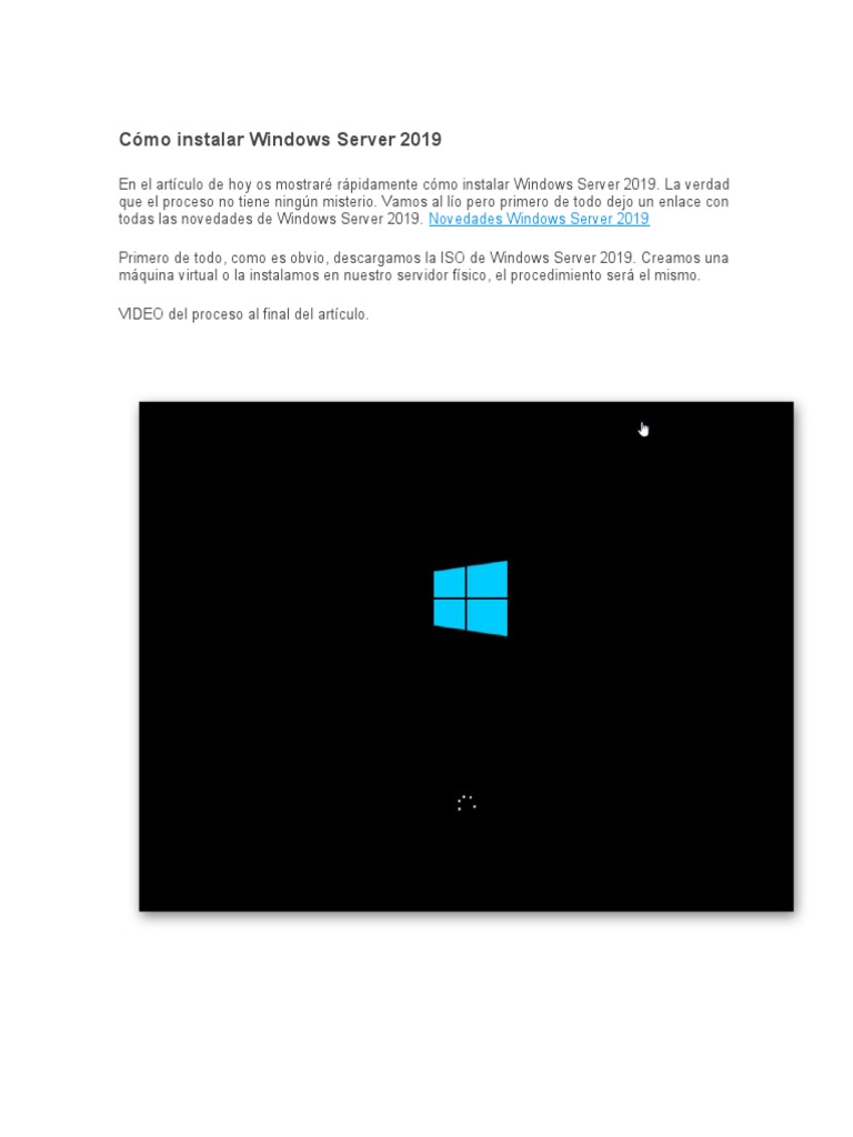 Cómo Instalar Windows Server 2019 | PDF