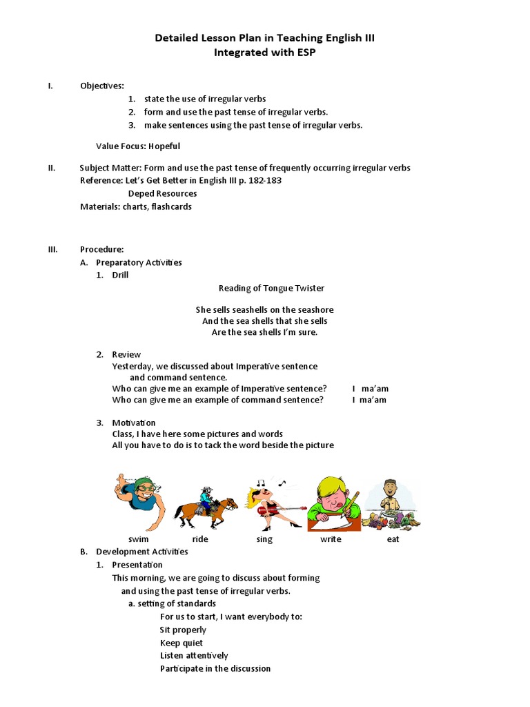 Detailed Lesson Plan in Teaching English III | PDF | Grammatical Tense ...