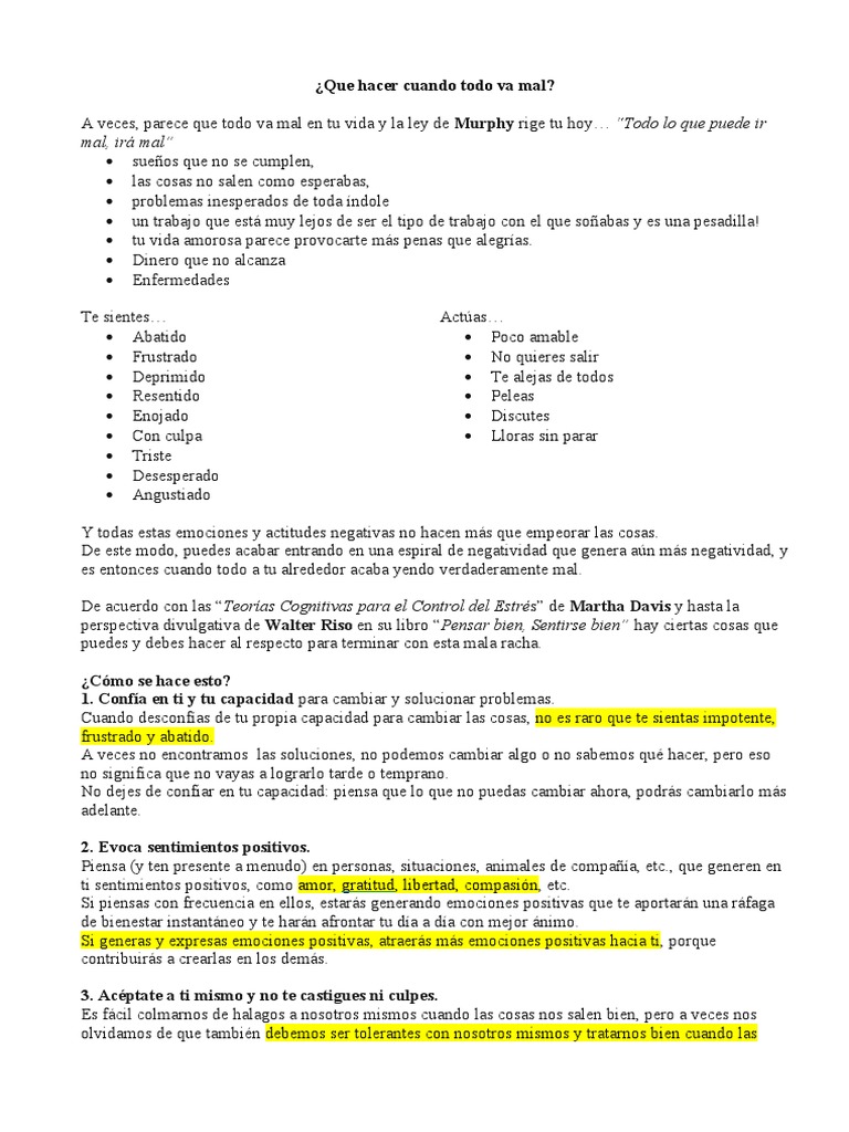 Que Hacer Cuando Todo Va Mal | PDF | Pensamiento | Humor