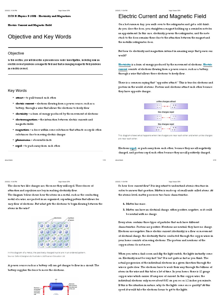 Electric Current and Magnetic Field | PDF | Electric Charge | Electric ...
