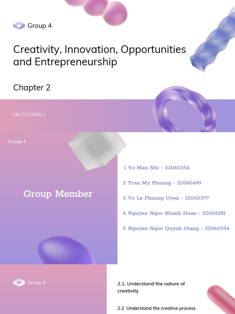 Group4 - EIM-T123WSB-1 - Presentation Chapter 2 | PDF | Creativity | Motivational