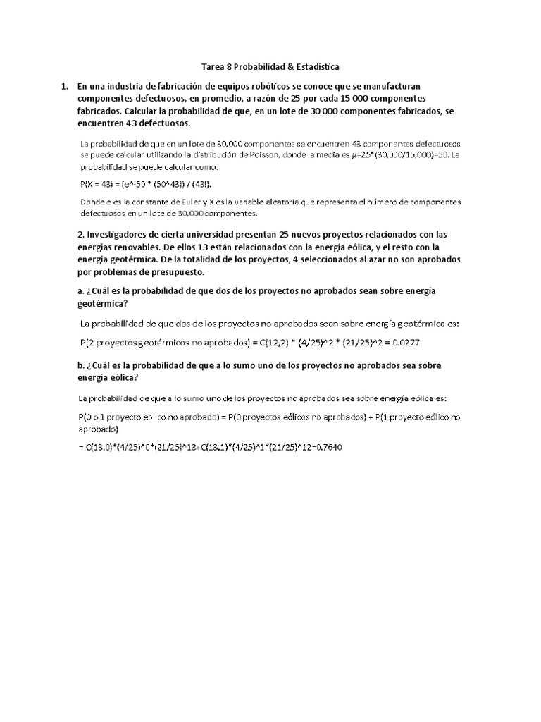 Tarea 8 Probabilidad | PDF