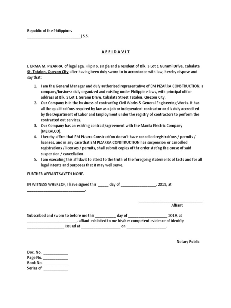 Affidavit 1 - Registration Cancellation | PDF