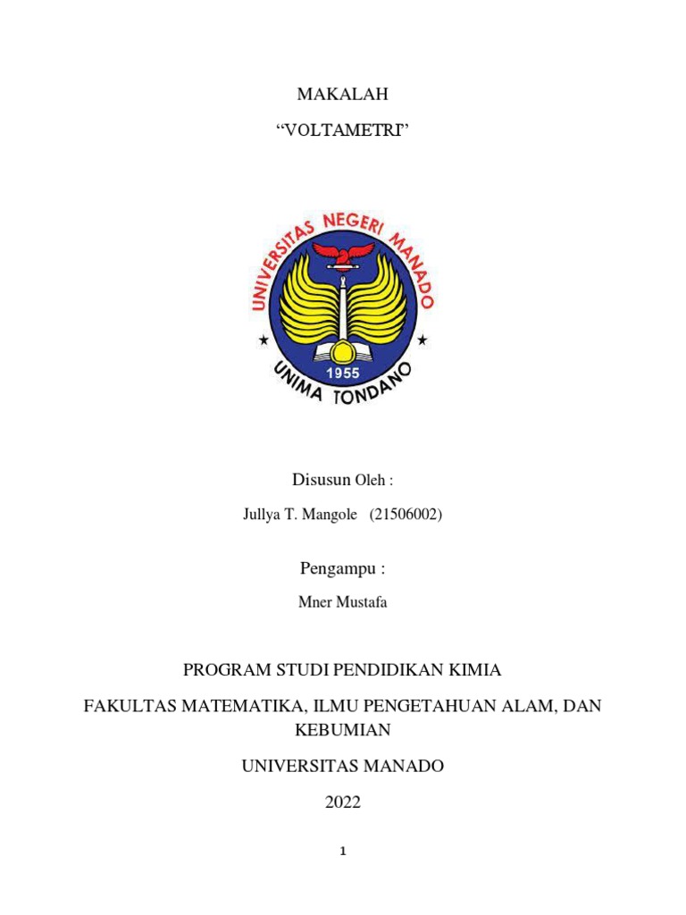 Makalah Voltametri, Jullya Thirsa Mangole (21506002) PDF | PDF