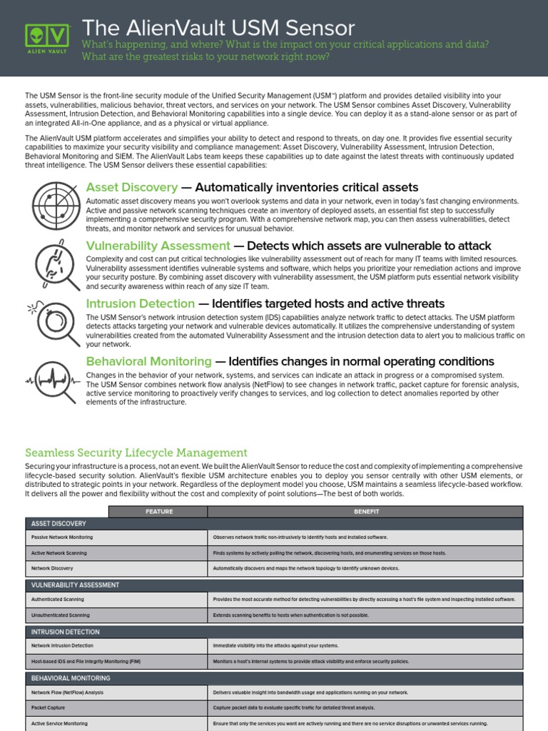 AlienVault Sensor | PDF | Vulnerability (Computing) | Security