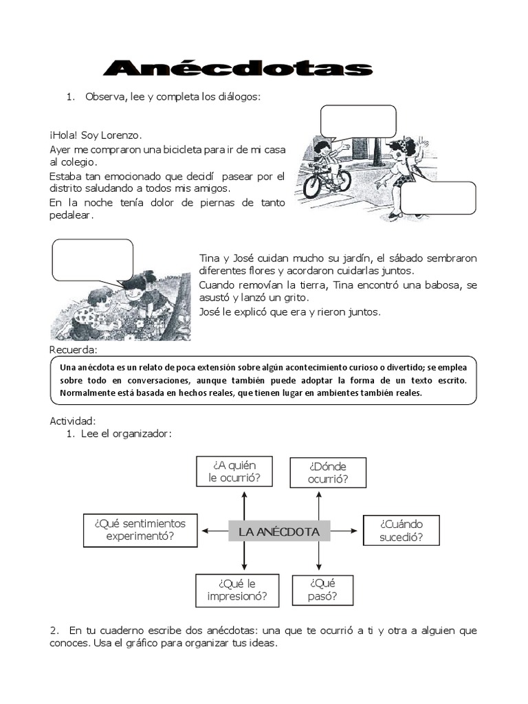 Anécdotas Cotidianas y Ejercicios | PDF