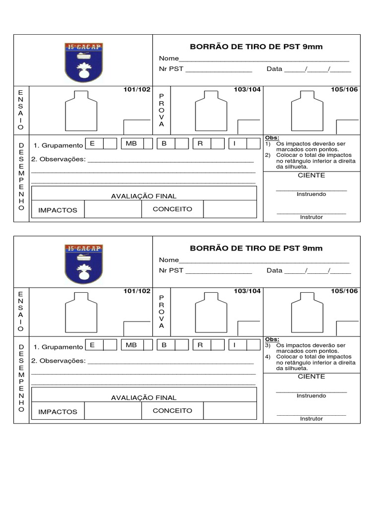 Borrão de Tiro PST PDF | PDF
